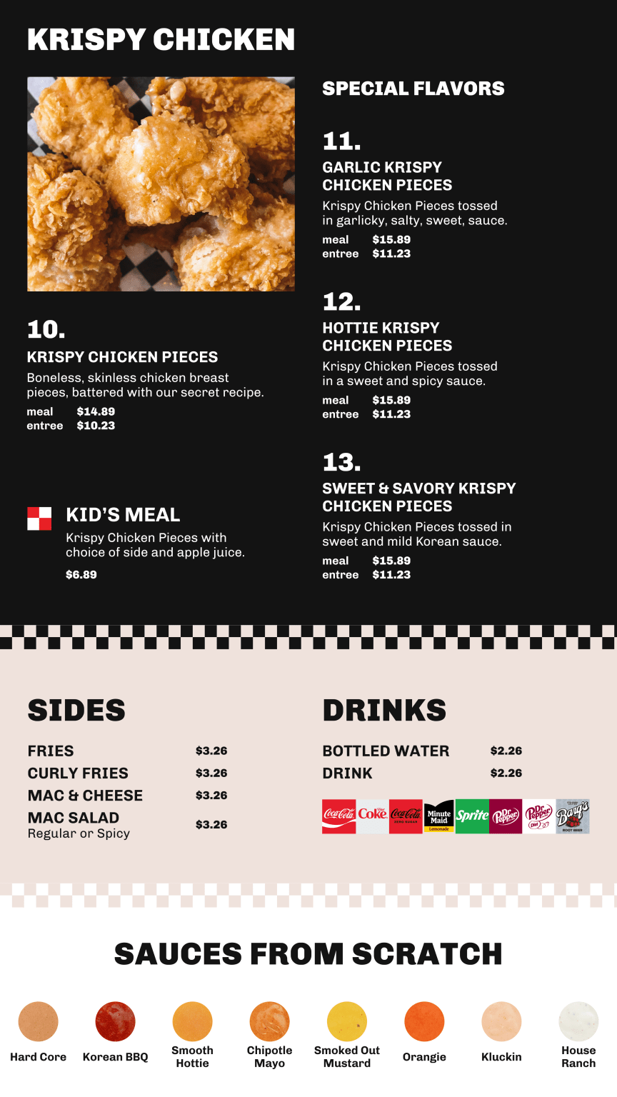 Menu | Kluck's Krispy Chicken